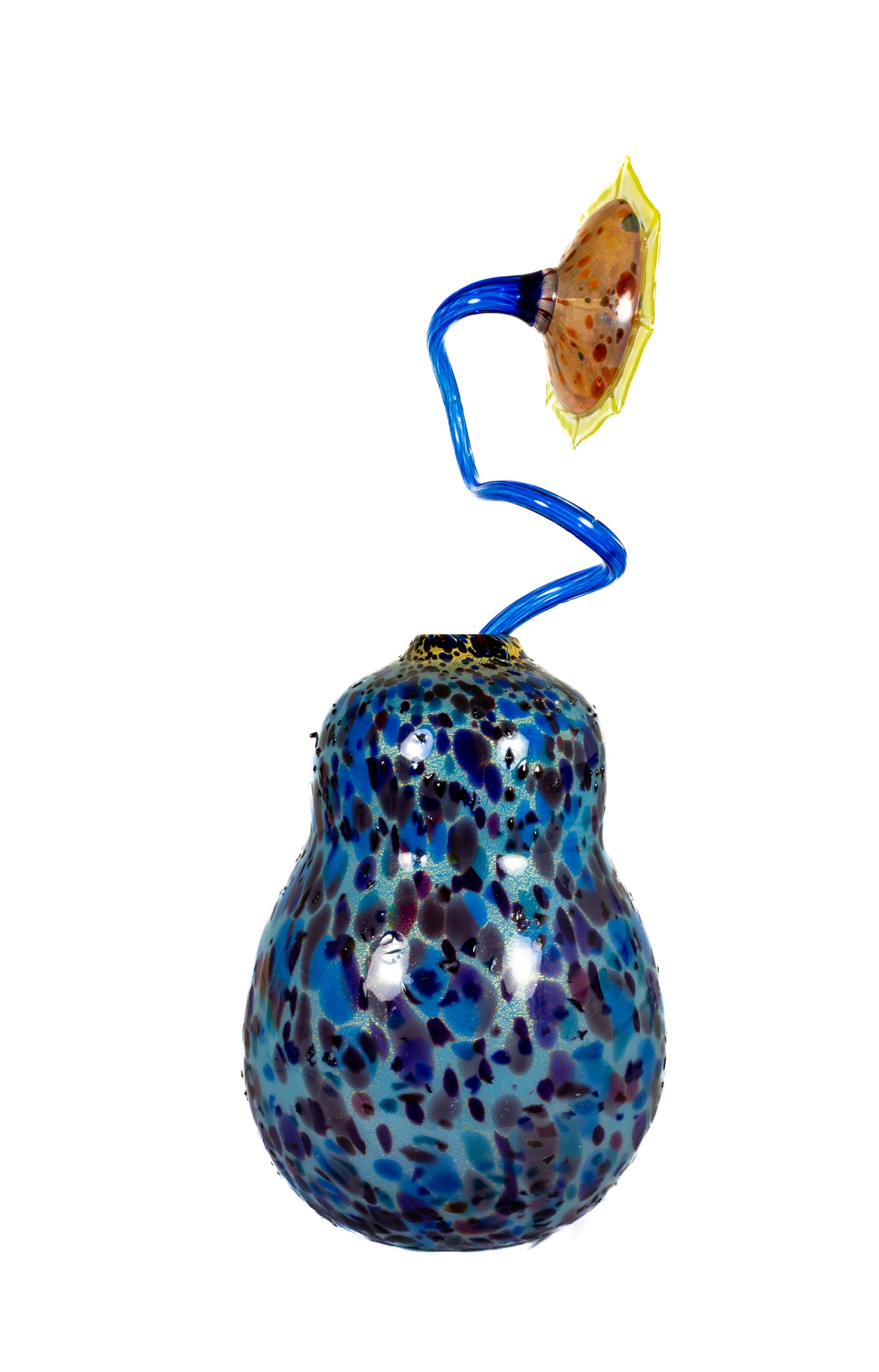 Dale Chihuly Original Large 45” Azure Blue Ikebana Vase with Sunflower ...