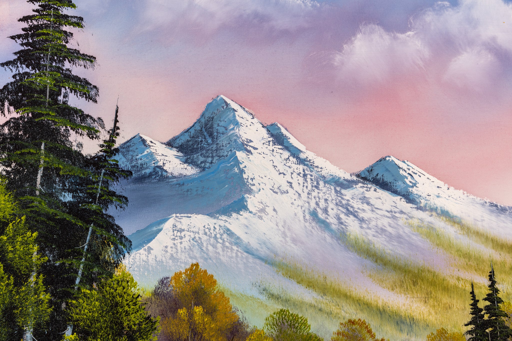 Bob Ross Signed Original Oil on Canvas Painting Rare Large size 24" x ...